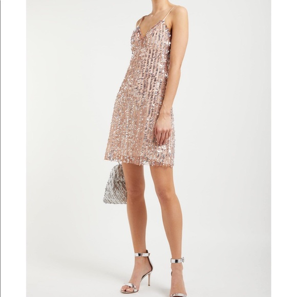 Ashish | Dresses | Ashish Sequinembellished Sheer Slip Beige Dress ...